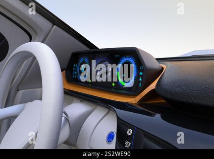 Image of the digital meter of an automated EV vehicle Stock Photo - Alamy