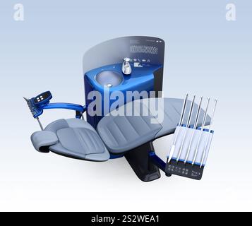 Metallic blue dental unit partitions displaying patient dentition ...