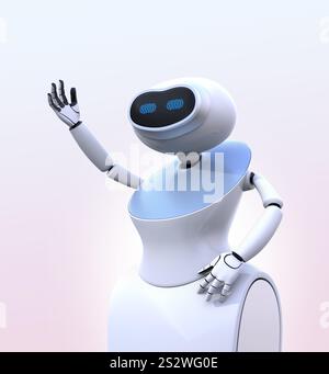 Humanoid robot bowing on white background Stock Photo - Alamy