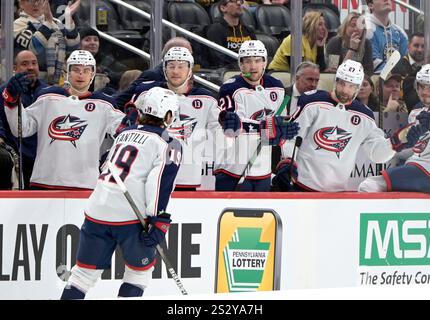 Columbus Blue Jackets' Adam Fantilli (19) celebrates his shorthanded ...