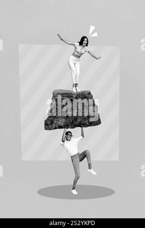 Contemporary art collage. Little retro boy playing, having fun isolated ...