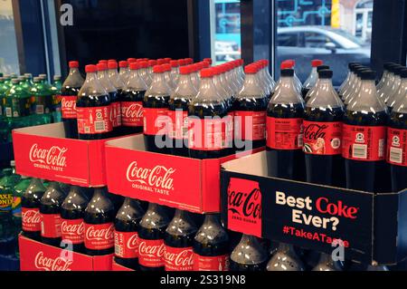 Copenhagen/ DenmarK/08 january 2025/ Coca cola bottle place in grocery ...