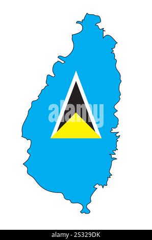 Map of Saint Lucia, flag map, National colors background Stock Photo ...
