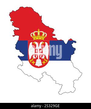 Serbia Map with National Flag Design - Serbian Heritage on Light Blue ...