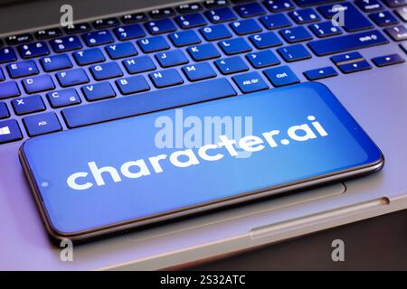 In this photo illustration, the Character AI chatbot logo is seen ...