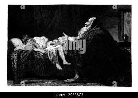 Steel Engraving of Elijah Raising the Son of the Widow Zarephath (Kings ...