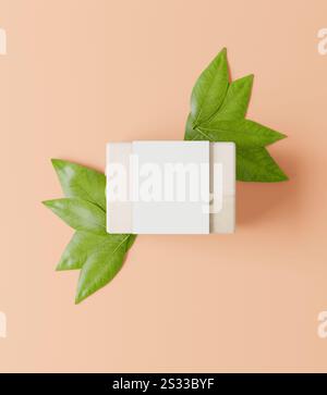 The soap is beautifully placed in a rectangular box on a orange ...