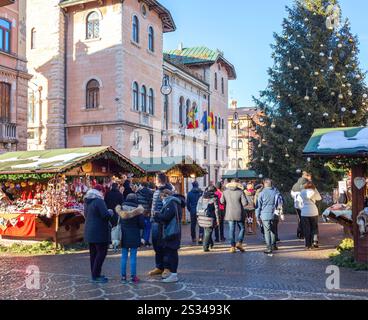 Asiago, Italy, December 28 2024 - Christmas market in the mountains of ...