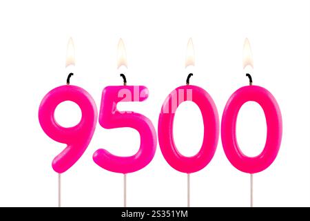 Candles forming the number 9500 - white background Stock Photo - Alamy
