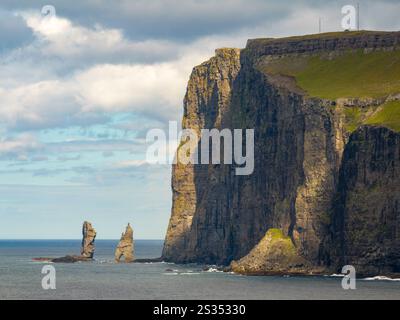 Risin og Kellingin rock formations on the coast of Streymoy Island ...