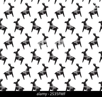 Vector flat black Scandinavian Dala deer moose isolated on white ...