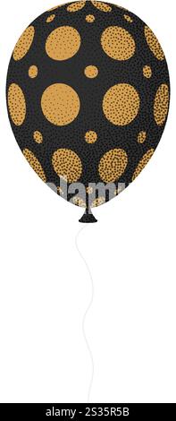 Black gold balloon retro grain. Cartoon Flat Style vector illustration ...