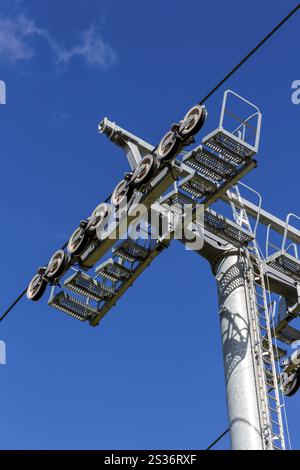 Chairlift and blue sky, symbol for transport, ski holiday Austria Stock ...