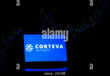 In this photo illustration Corteva, Inc. logo seen displayed on a ...
