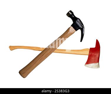 Ax and hammer on white background picture Stock Photo - Alamy