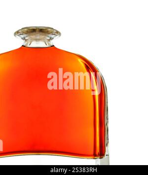 Cognac in bottle without labels isolated on white background. Cognac in bottle without labels ...