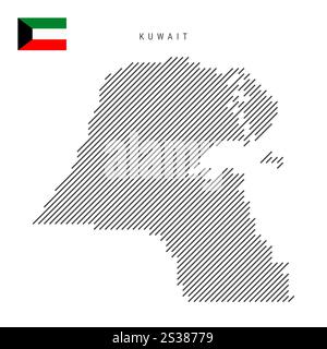 Kuwait Map. Kuwaiti Country Map. Black and White National Nation ...