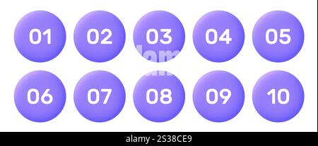 3d smooth circle bullet point set 1 to 10 Stock Vector Image & Art - Alamy
