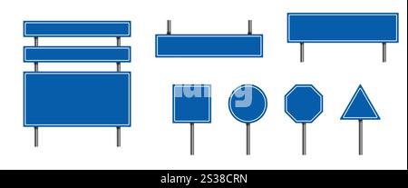Road blue signs collection isolated on transparent background. Road ...
