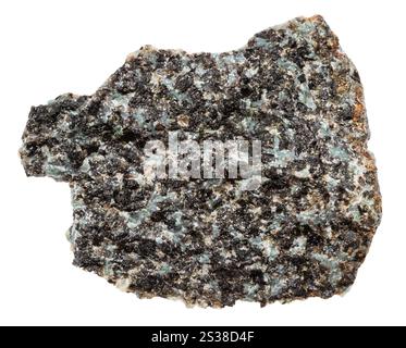 specimen of natural raw gabbro norite mineral cutout on white ...