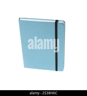 silk blue cover notebook isolated on white background Stock Photo - Alamy