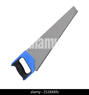 Blue hacksaw for metal. Isolated on a gray background Stock Photo - Alamy