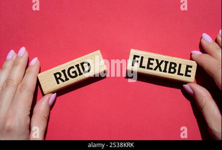 Rigid or Flexible symbol. Concept word Rigid or Flexible on wooden ...