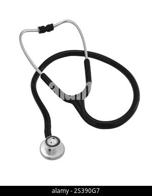 Medicine and health. On the white surface lies a stethoscope with a ...