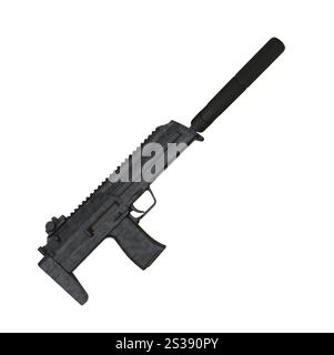Submachine gun isolated on white background Stock Photo - Alamy