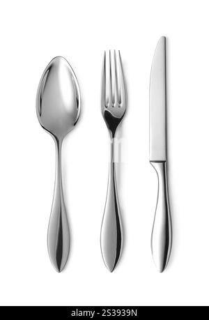 Fork, knife and spoon on white background Stock Photo - Alamy
