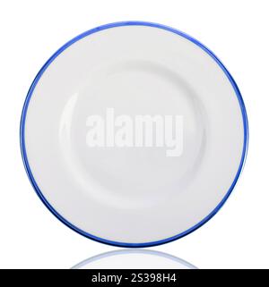 Blue plate isolated on white background Stock Photo - Alamy