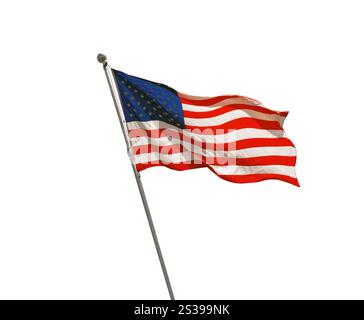 American flag flapping isolated on white background. American flag ...