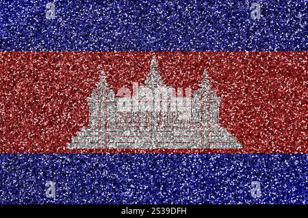 Cambodia flag depicted on many small shiny sequins. Colorful festival ...