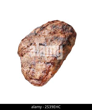 hot fresh grilled boneless rib eye steak isolated on white. hot fresh ...
