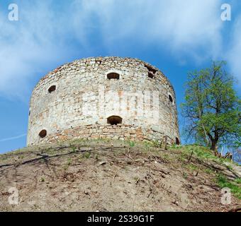 Spring view of Terebovlia castle ruins (Ternopil Oblast, Ukraine ...