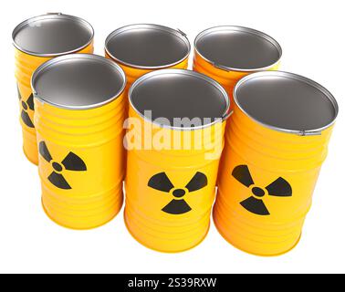 Yellow radioactive barrels Stock Photo - Alamy