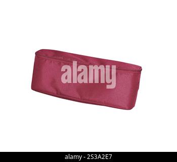 Red pencil case with school stationery on yellow background Stock Photo ...
