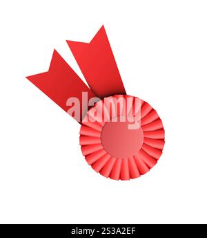 First place red ribbon, bitmap copy isolated on white background. First ...