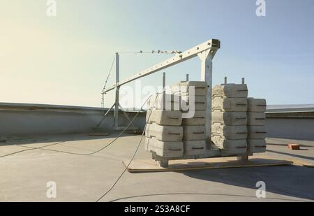 Counter weight or weight balance concrete blocks or bricks as part of ...