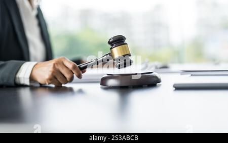 Young judge working in the courtroom Stock Photo - Alamy