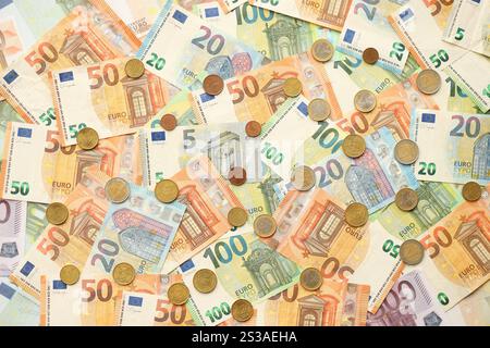 Euro money: closeup of banknotes and coins Stock Photo - Alamy