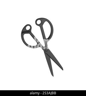 single pair of blue handled scissors isolated on a blue background ...