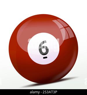 Number six billiard ball isolated on white background. Number six ...