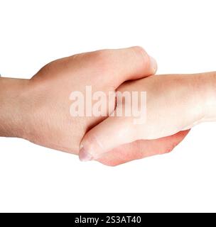 shaking hands with Business suited arm isolated on white background ...