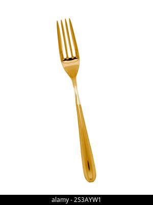 Golden fork isolated on white background Stock Photo - Alamy