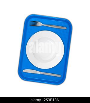 Plate with utensils isolated on the white Stock Photo - Alamy