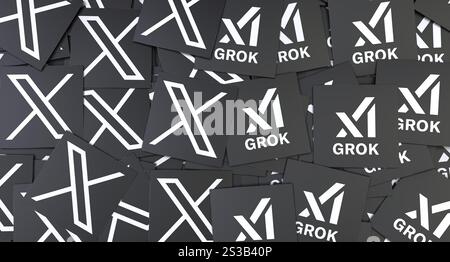 Grok Logo, 3D Visual Logo Design - X Corp.Technology Company Stock ...