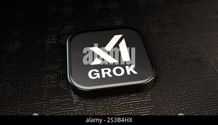 Grok Logo, 3D Visual Logo Design - X Corp.Technology Company Stock ...
