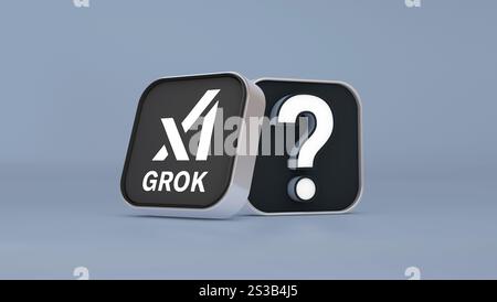 Grok Logo, 3D Visual Logo Design - X Corp.Technology Company Stock ...