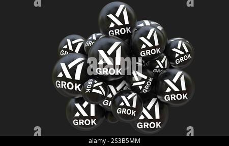 Grok Logo, 3D Visual Logo Design - X Corp.Technology Company Stock ...